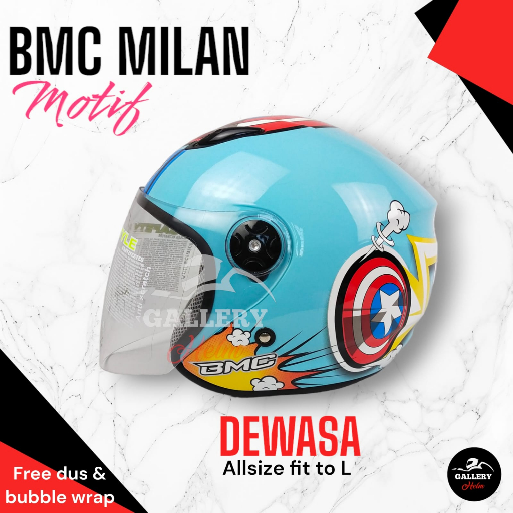 Jual HELM BMC MOTIF CAPTAIN AMERIKA | HELM HALF FACE TERMURAH | Shopee ...