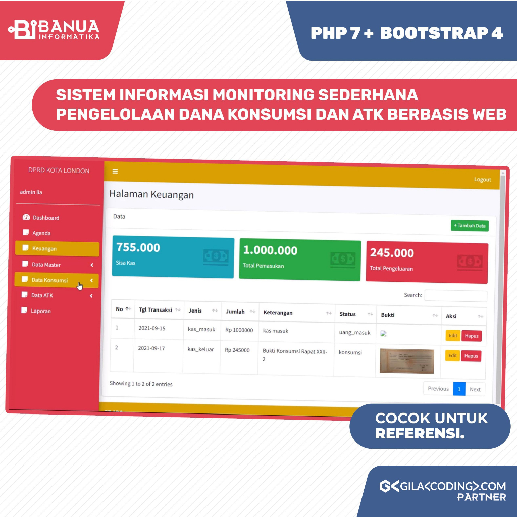 Jual Sistem Informasi Monitoring Sederhana Pengelolaan Dana Konsumsi ...