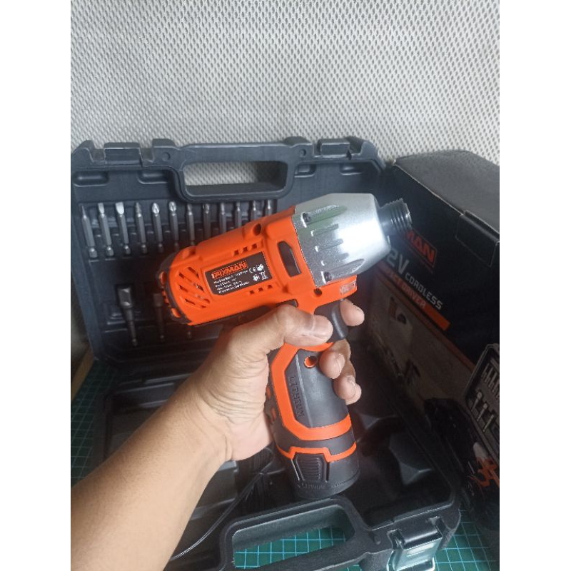 Jual bor baterai impact driver cordless 12V PRO FIXMAN R6000-2B mesin ...