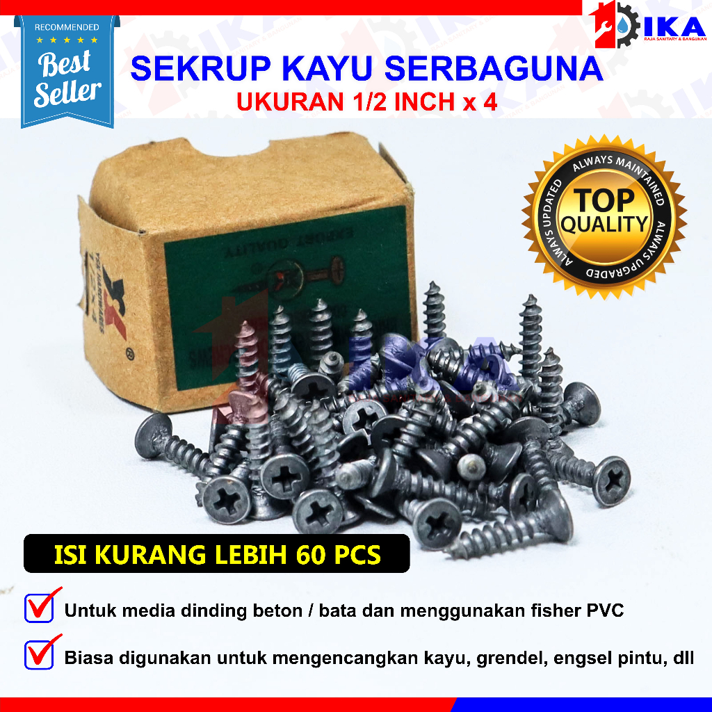 Jual SKRUP KAYU 1/2" - 3/4"- 5/8" - 1" (+) PLUS (HARGA 1 KOTAK - TIDAK ...