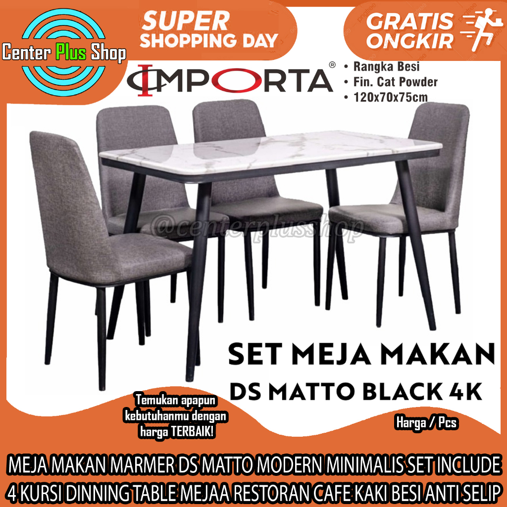 Jual [Kargo] MEJA MAKAN IMPORTA DS MATTO 4K MARMER MODERN MINIMALIS SET ...