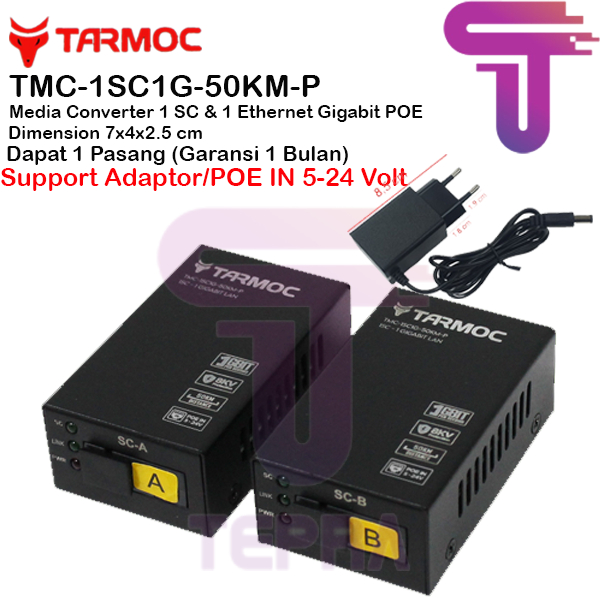 Jual Tarmoc TMC-1SC1G-50KM-P | 1 FO 1 LAN Gigabit | POE IN 5-24V | HTB ...