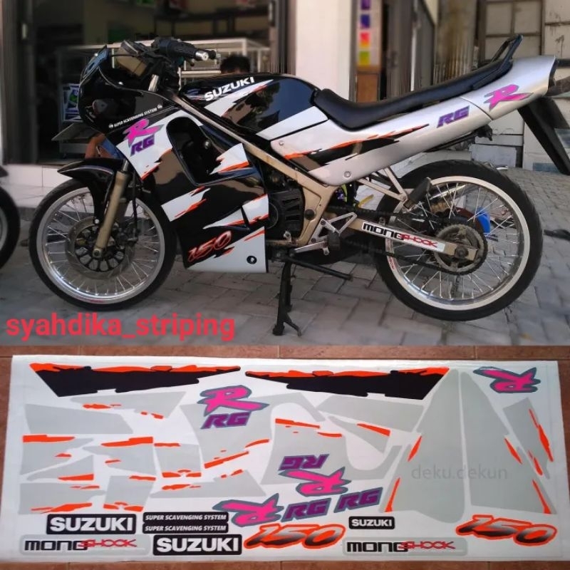 Jual STIKER STRIPING LIS BODY SUZUKI RGR 150 JUMBO HITAM SILVER ...