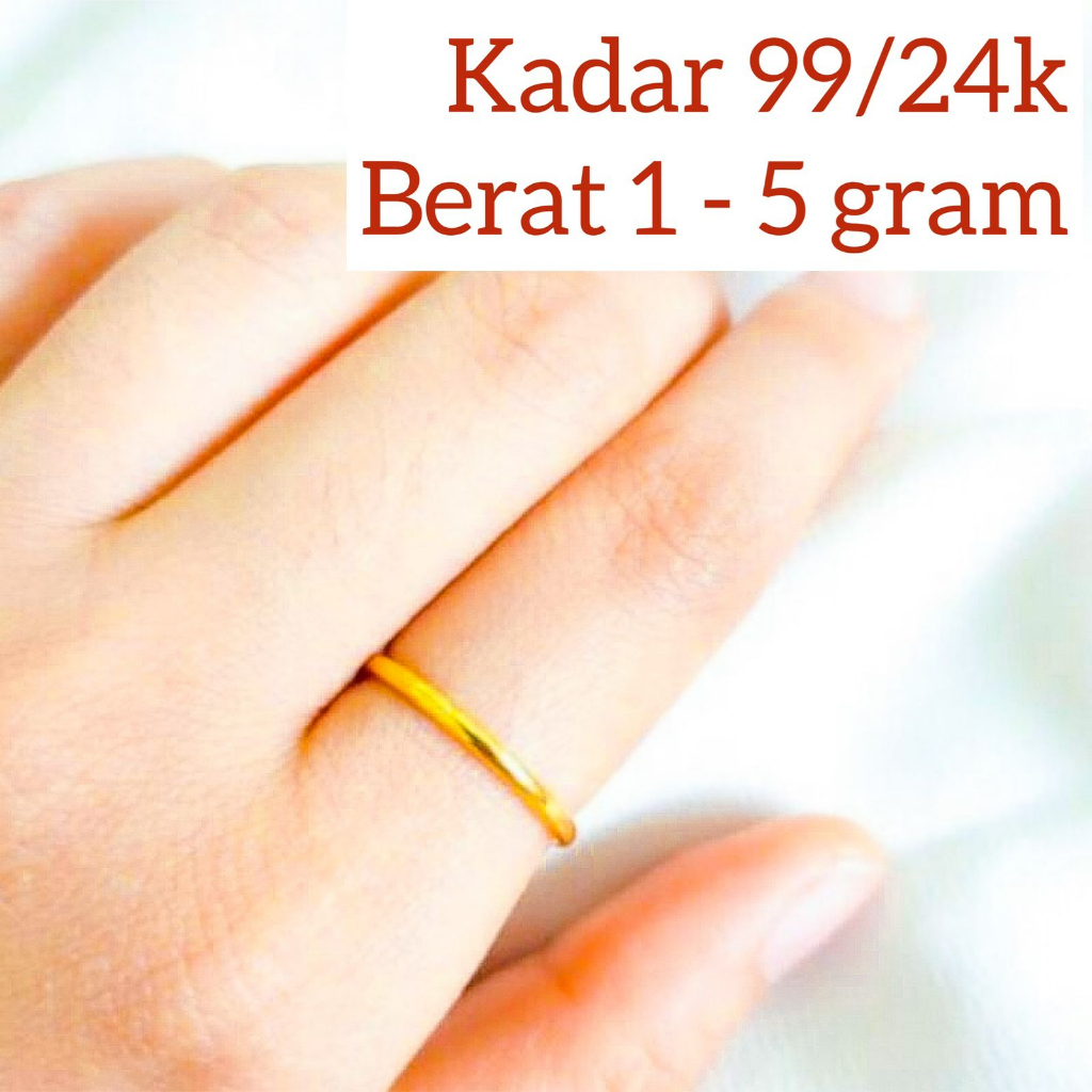 Jual Cincin LM anak dan dewasa emas asli kadar 99 London 24k Murni kawat belah rotan polos ...