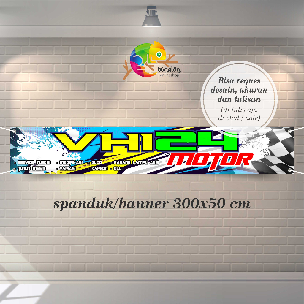 Jual 300x50 Spanduk Banner Bengkel Keren, Spanduk Bengkel Modern Racing ...