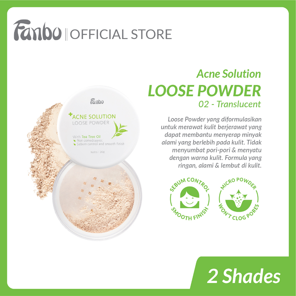 Jual Fanbo Acne Solution Loose Powder - 02 Translucent - Bedak tabur ...