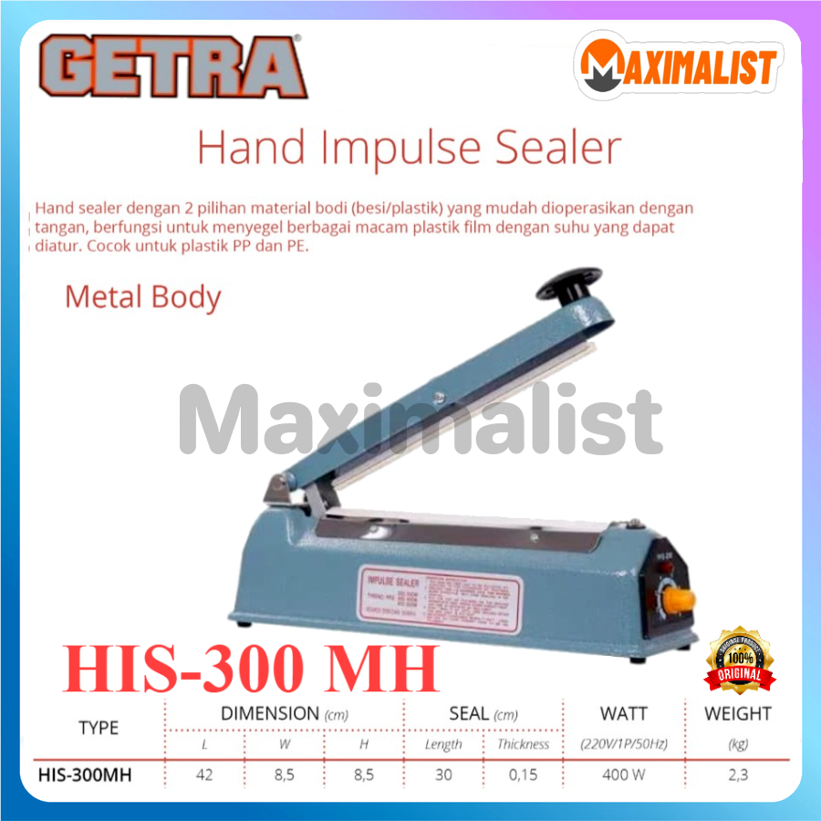 Jual GETRA HIS-300MH Hand Impulse Sealer Hand Sealer Machine Mesin ...