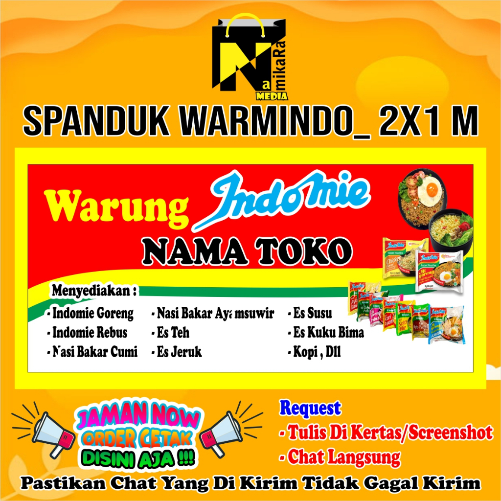 Jual spanduk banner warmindo warung indomie terbaru ukuran 2x1 bisa ...