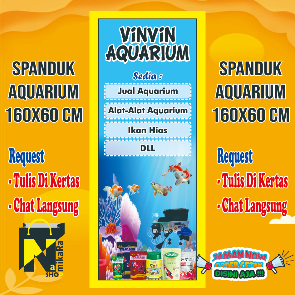 Jual spanduk banner terbaru toko aquarium kekinian ukuran 160x60 cm ...