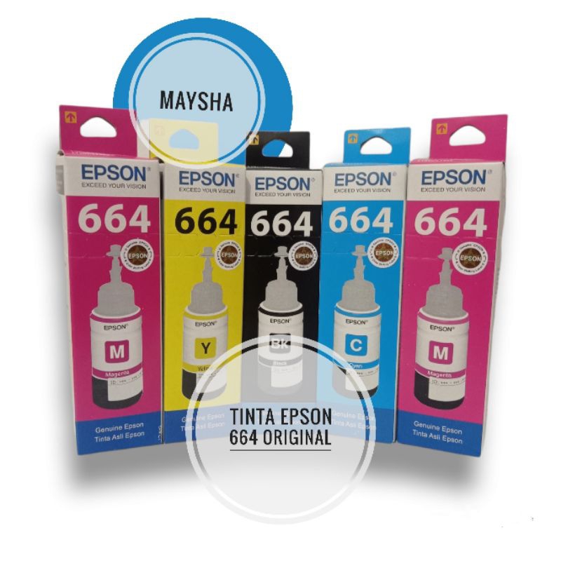 Jual TINTA EPSON 664 ORIGINAL BLACK CYAN MAGENTA YELLOW | Shopee Indonesia