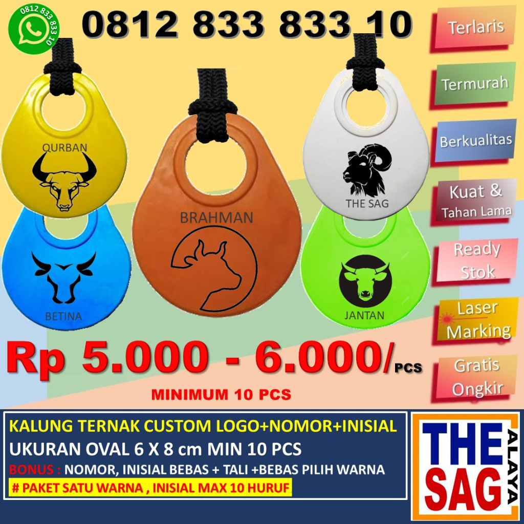 Jual NECKTAG 6X8cm CUSTOM NO + INISIAL + LOGO (PAKET 10 PCS) OVAL NECK ...