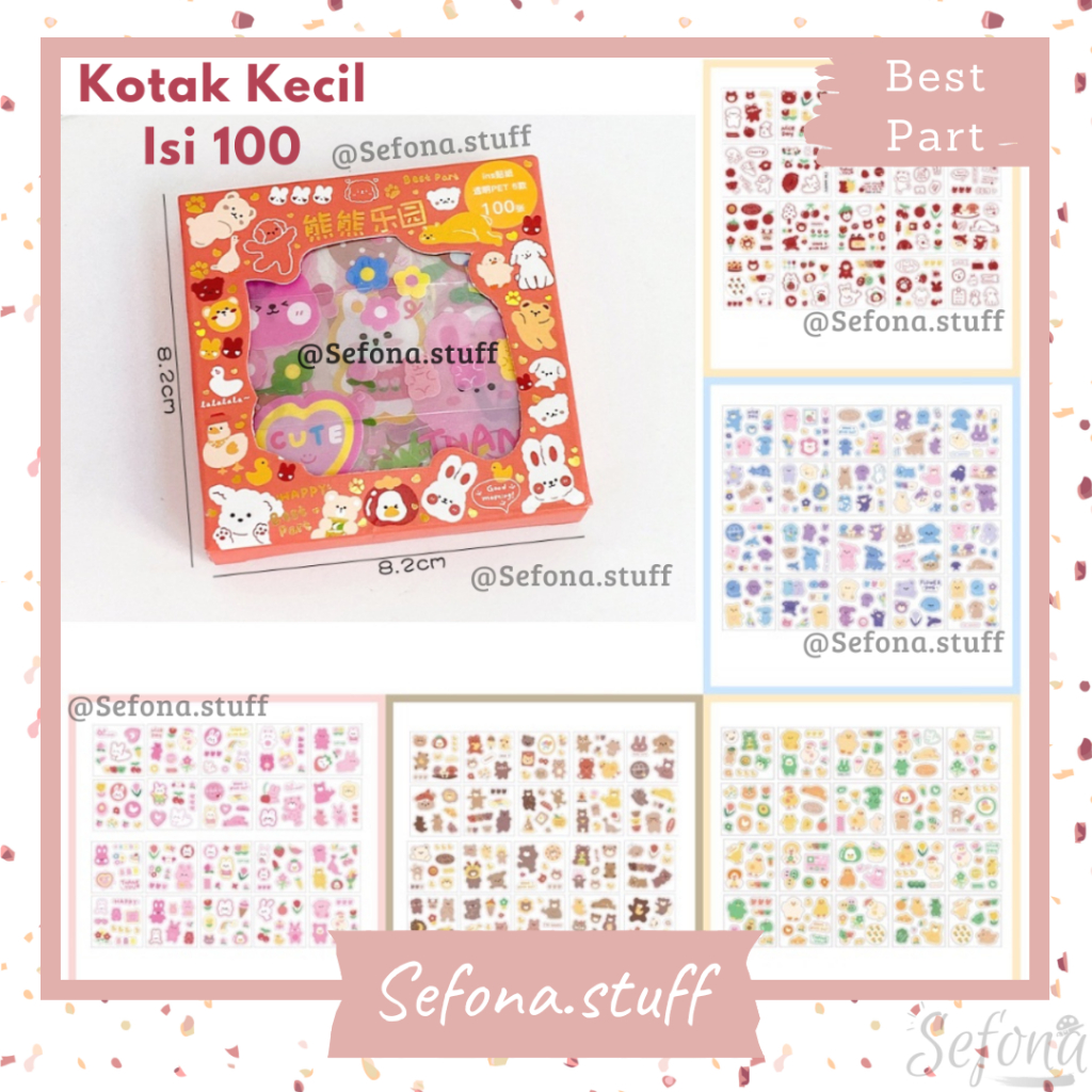 Jual [Kotak Kecil] 100 Lembar Stiker Box Motif Kartun Momo, Bobo ...