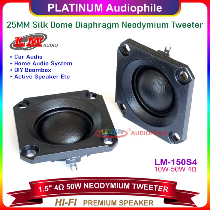 Jual Tweeter 1.5 Inch 4 ohm 50W 25mm Silk Dome Neodymium Tweter Speaker ...