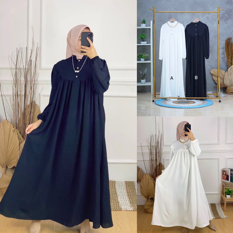 Jual [YP 11310] New Style - Gamis basiz hitam putih busui premium ...