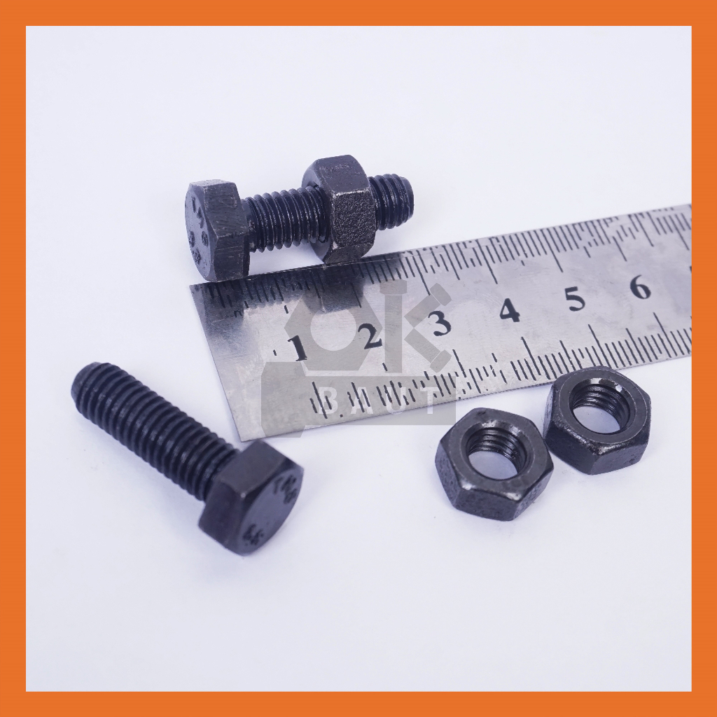 Jual Baut Mur Baja 8x25 mm 8.8 kunci 13 p1.25 Baut Baja Hitam Baut Mur ...