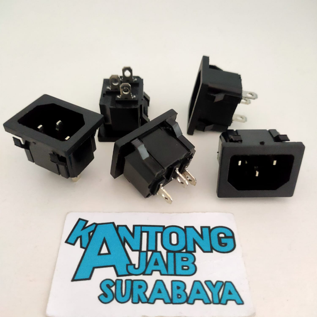 Jual Jack AC 3pin Non Kuping Jack Komputer Power Male Soket Chasis Jack ...