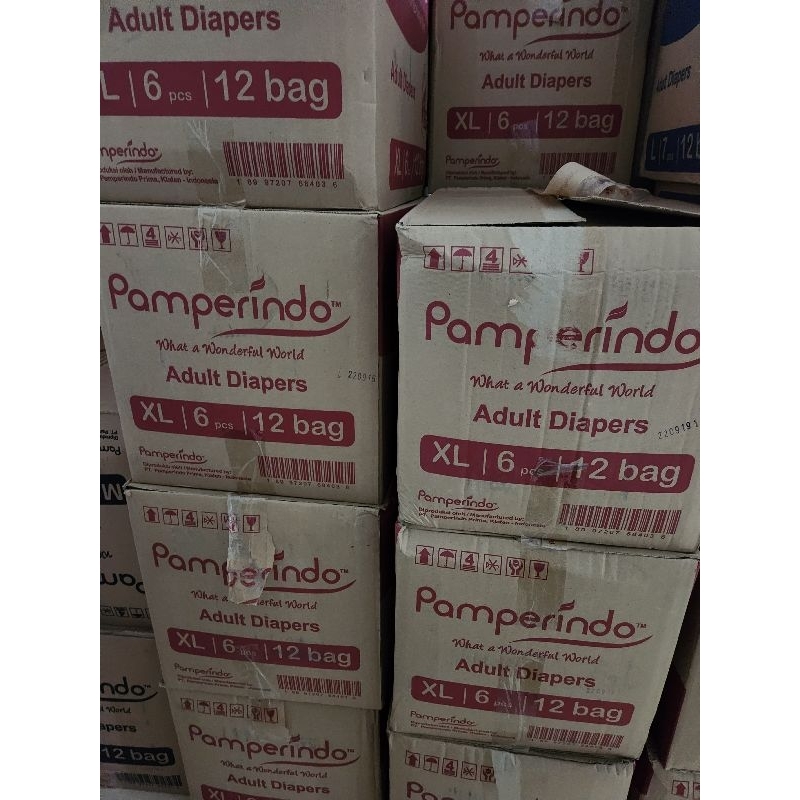 Jual Popok Dewasa Pamperindo 1 Dus Karton XL6 isi 12 Kantong Plastik ...