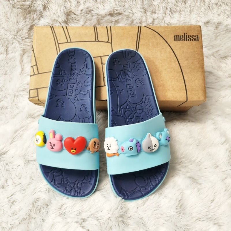 Jual SANDAL MELISSA BTS BT21 BEACH SLIDE NEXT GEN+ BLUE | Shopee Indonesia