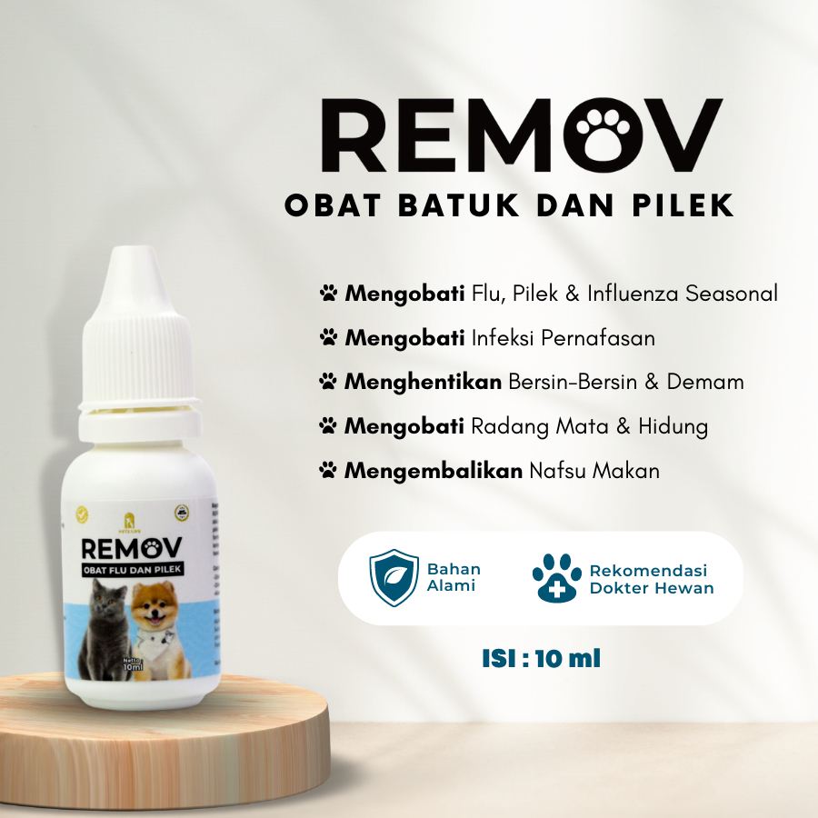 Jual REMOV Obat Flu Dan Pilek Kucing Dan Anjing 10ml Untuk Demam Menambah Nafsu Makan Hewan ...