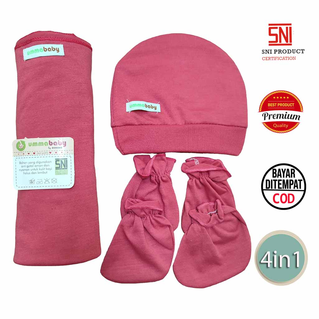 Jual 4in1 Bedong Bayi Topi Kupluk Bayi Sarung Tangan Kaki Bayi ...