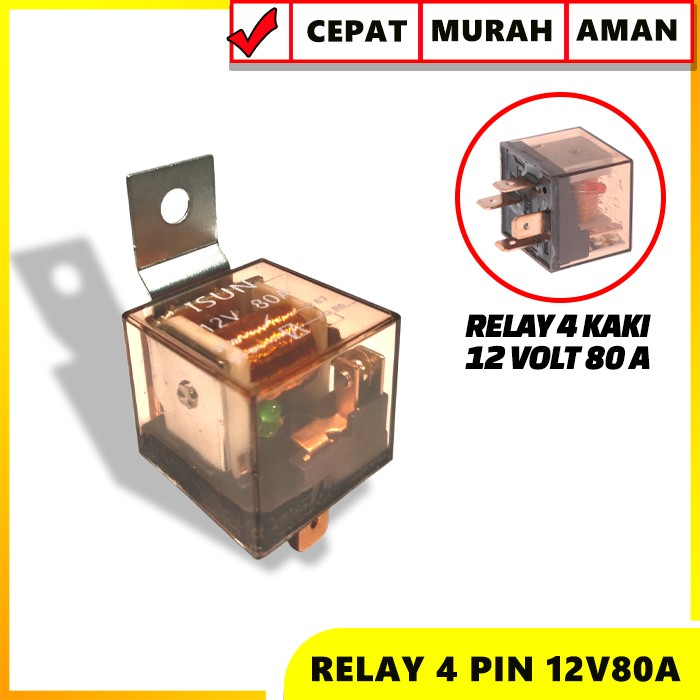 Jual RELAY KLAKSON TRANSPARANT 4 KAKI 12 VOLT 80A RILEY 4 PIN ALARM ...