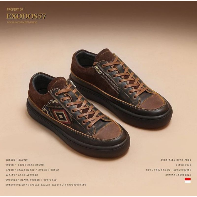 Jual Exodos57 - Saggio Etnik Dark Brown - Sepatu Kulit Lokal | Shopee ...
