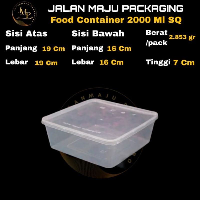 Jual FOOD CONTAINER 2000ML SQUARE •THINWALL 2000ML PERSEGI • DM ...