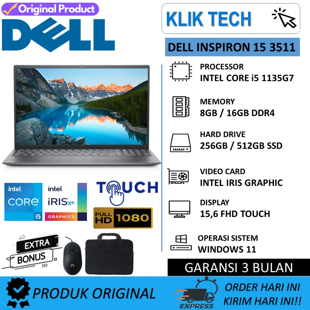 Jual Laptop Dell Inspiron 15 3511 Intel I5 1135G7 8GB 512GB SSD FHD ...