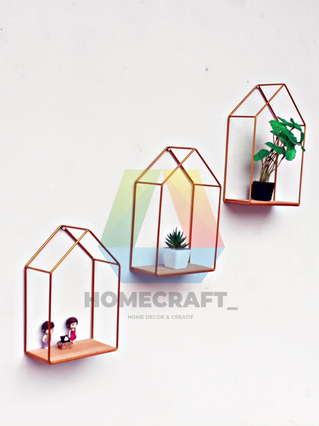 Jual Rak Dinding BENTUK RUMAH 3 Dimensi 1 set (3pcs) besar kecil sedang ...