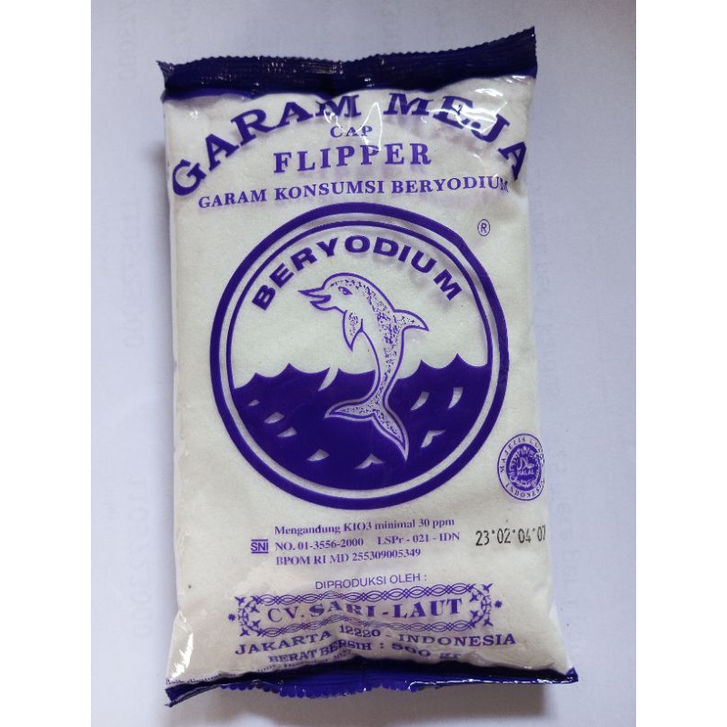 Jual Garam meja cap Flipper 500 Gr garam beryodium | Shopee Indonesia