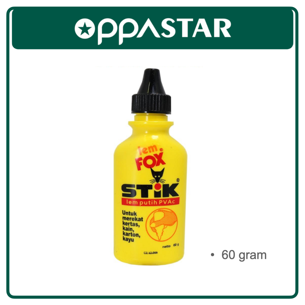 Jual Lem FOX STIK 60 gr / Lem Putih PVAC Lem Kertas Karton Kain Kayu ...