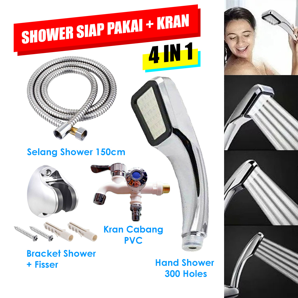 Jual Paket Komplit Shower + Kran / Selang Shower Mandi Fleksibel 150 CM ...