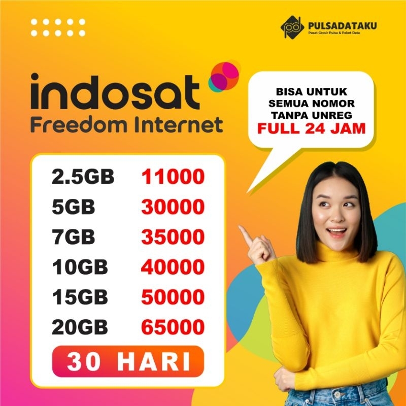 Jual INDOSAT FREEDOM INTERNET PROMO MURAH IM3 50GB 100GB 15GB KUOTA ...