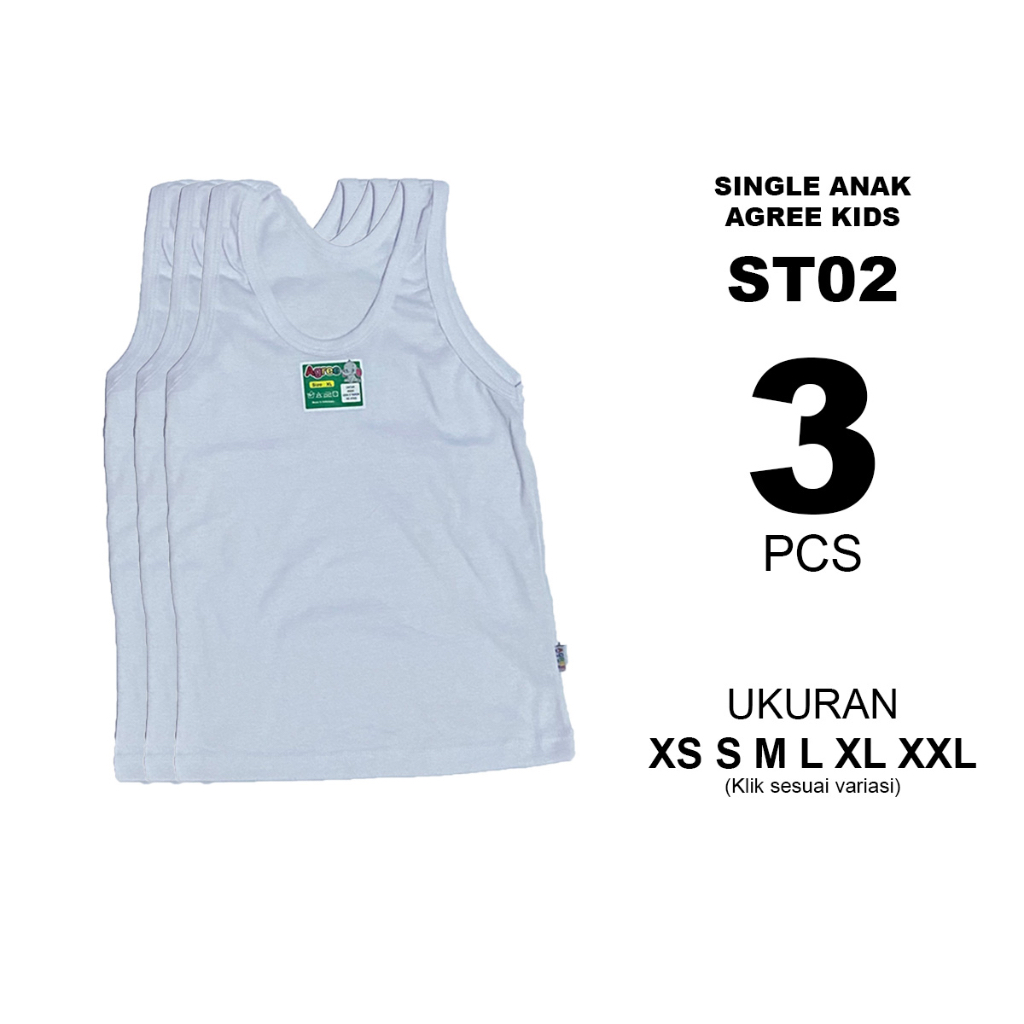 Jual 3 Pcs Agree Kids Singlet Anak Katun ST02 ST04 Kaos Kutang ...