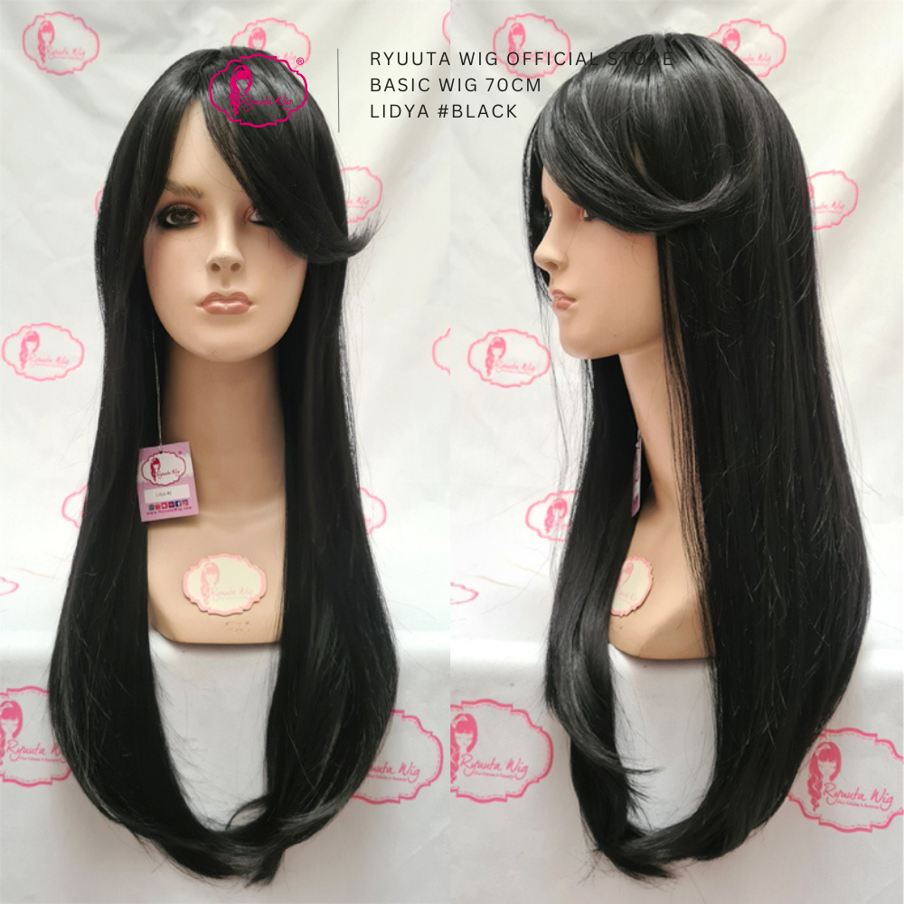 Jual Ryuuta Wig Basic Cap Lurus Panjang Lidya Hitam Coklat 28 inch 70 ...