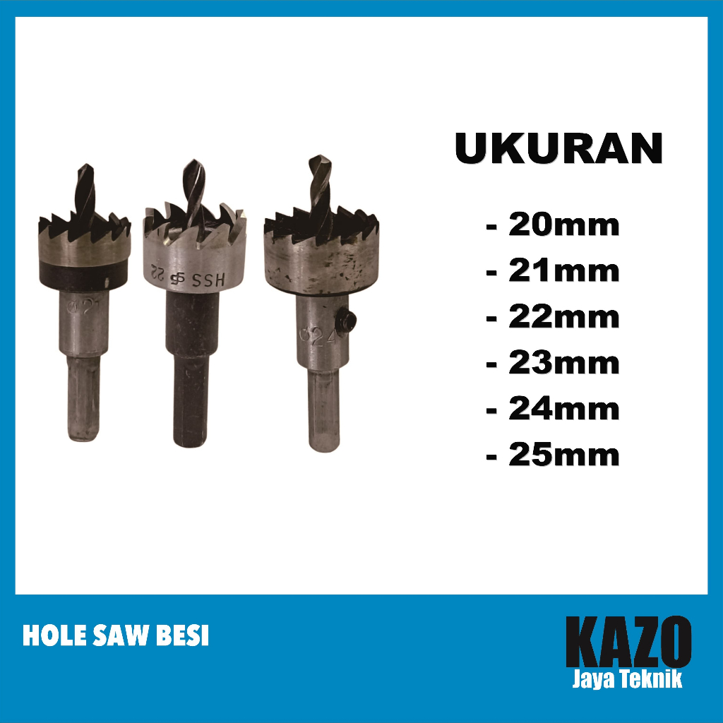 Jual Hole Saw Besi 21 Ukuran / Mata Bor Besi 20,21,22,23,24,25mm ...