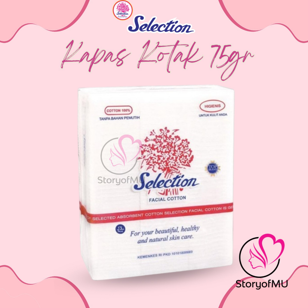 Jual KAPAS SELECTION Facial Cotton Kotak 75gr | Kapas Wajah Kecantikan ...
