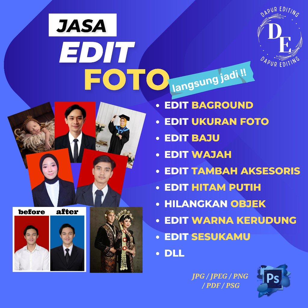 Jual Edit foto / edit pas foto / Jasa edit foto / edit baground / edit ...