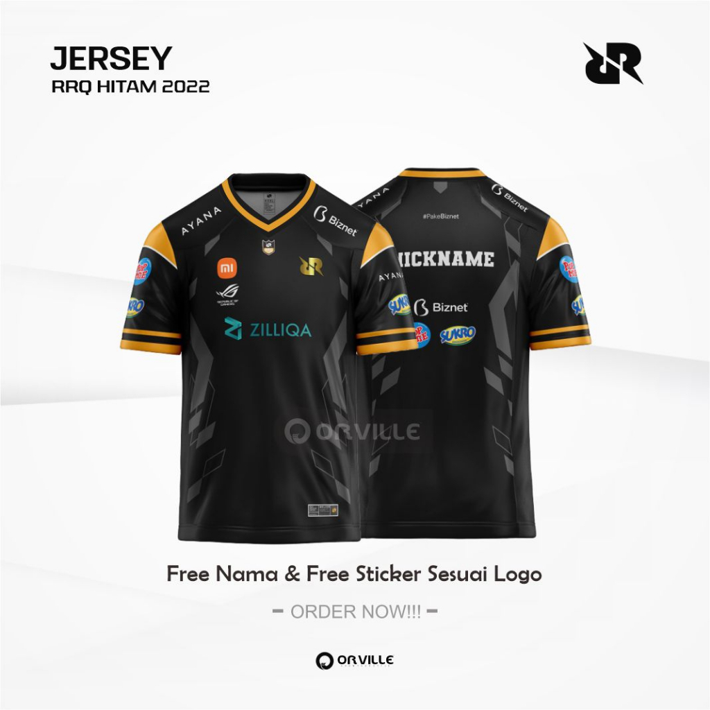 Jual JERSEY RRQ HITAM TERBARU 2022 / FREE NICKNAME / FREE STICKER RRQ ...