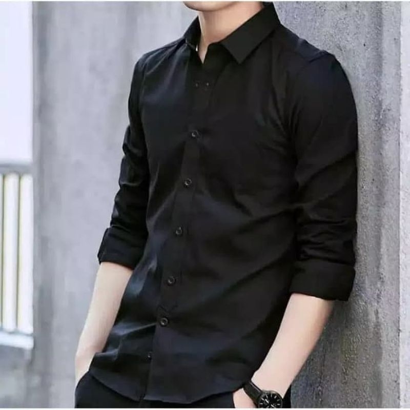 Jual Kemeja pria polos lengan panjang casual top man pria banyak warna ...