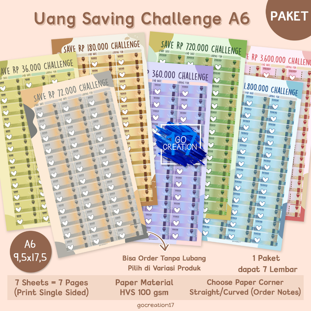 Jual Buku Planner Kertas Binder Nabung Uang Rupiah Saving Challenge ...