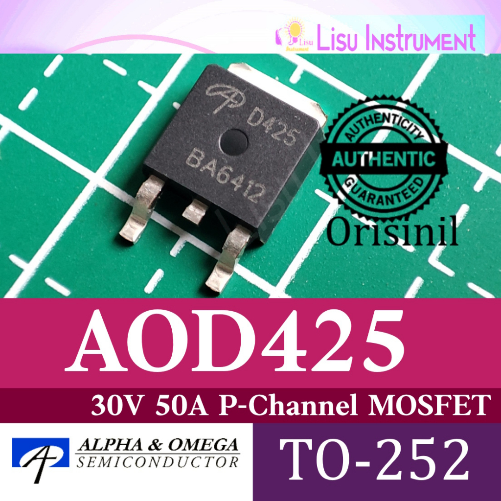 Jual AOD425 D425 30V 50A P-Channel MOSFET TO-252 Original Alpha & Omega ...
