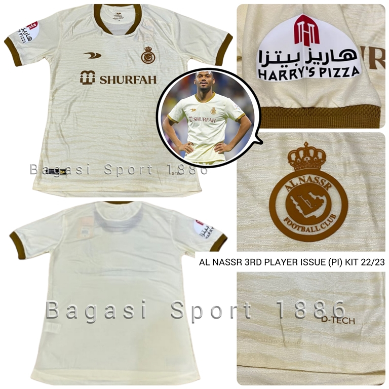 Jual Jersey Baju Bola Al Nassr Nasr 3rd Kit Third Putih List Emas