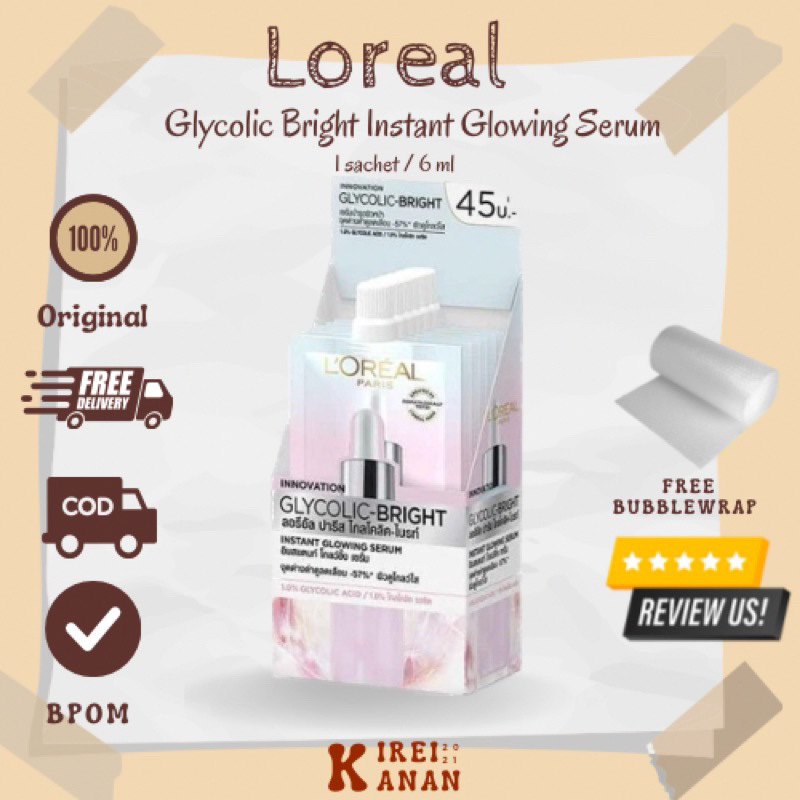 Jual loreal glycolic instant glowing face serum 1 sachet 6 ml | Shopee ...