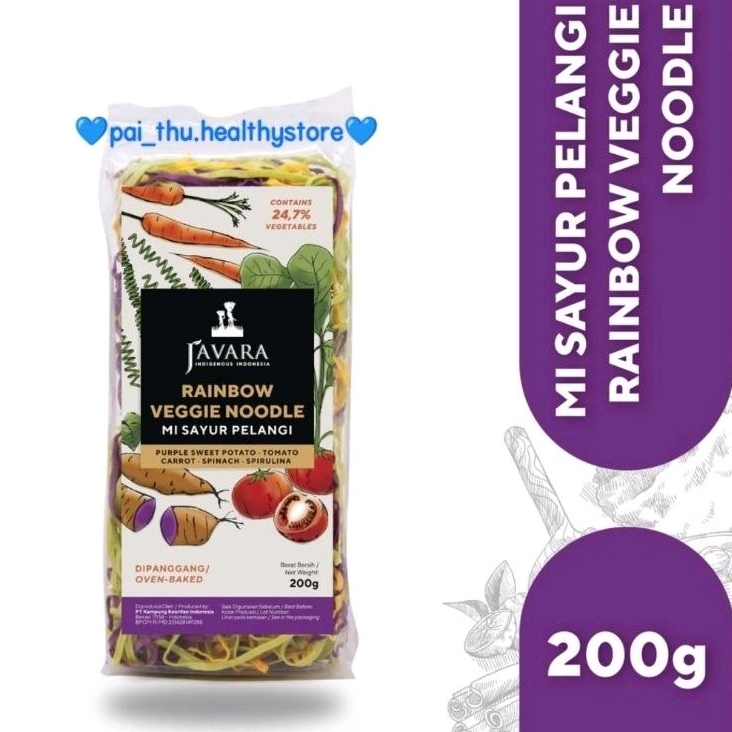Jual Mie Sehat Javara Rainbow Noodle Vegetables/Javara mie sayur ...