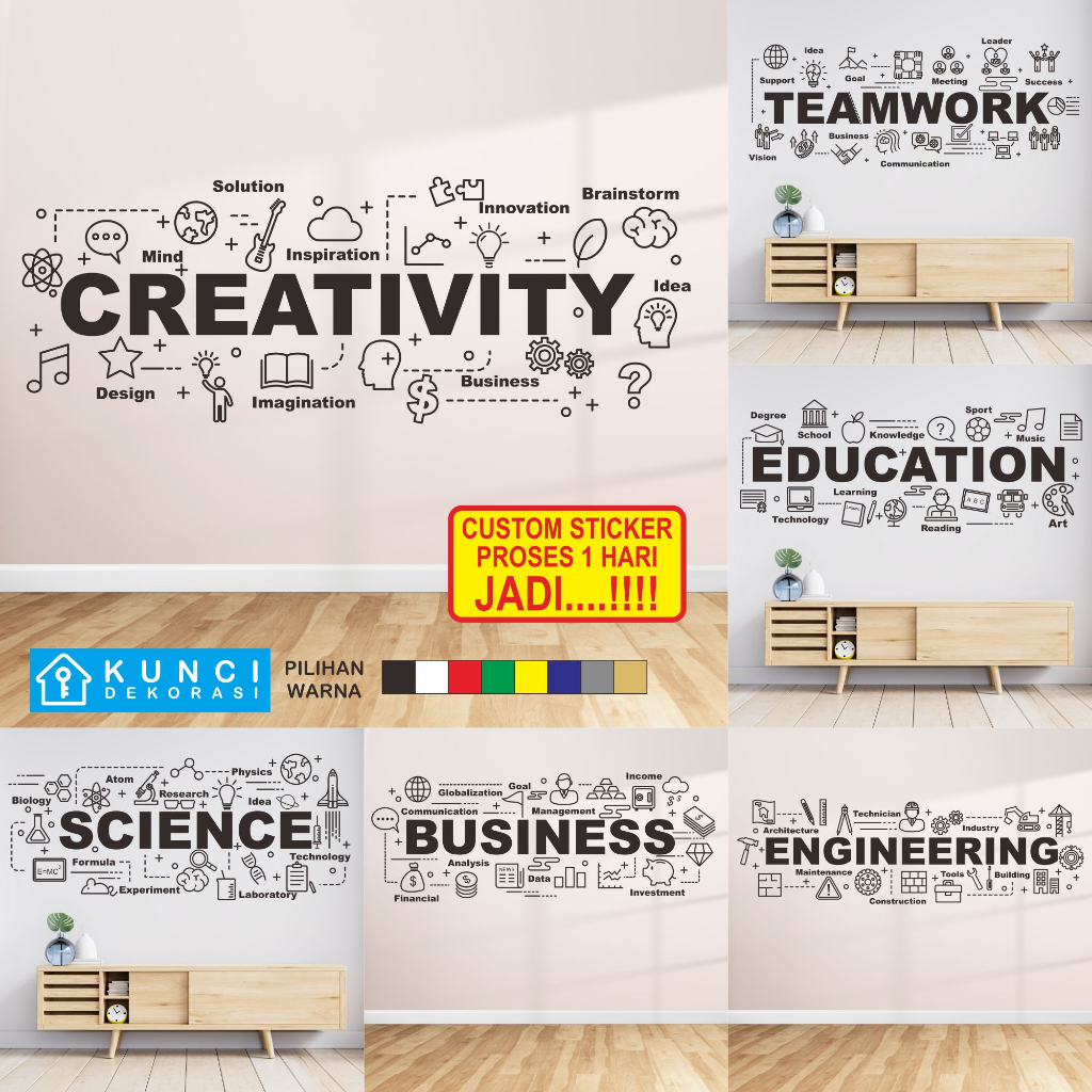 Jual Wall Sticker Stiker Dinding Kaca Quote Kata Motivasi Ruang Kantor ...
