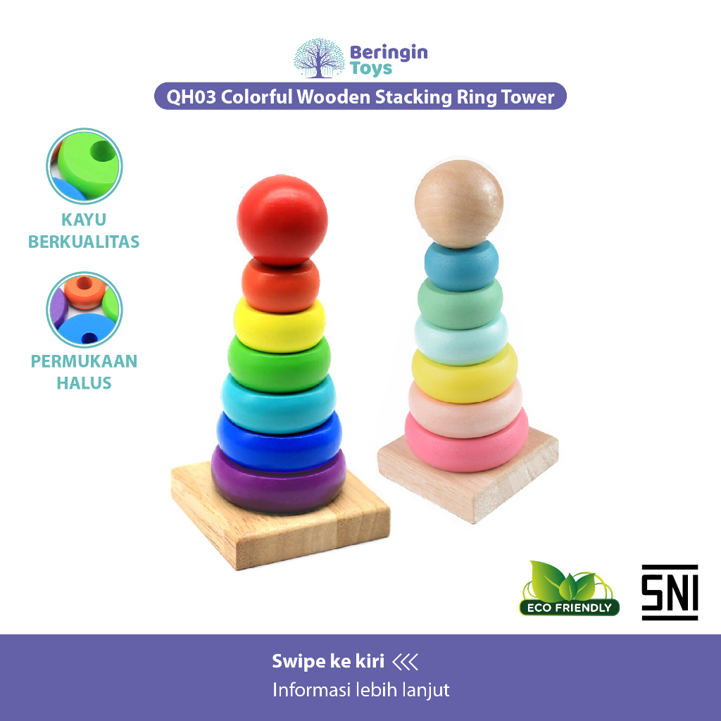Jual Beringin Toys - Rainbow Tower Mainan Edukasi Anak / Mainan Susun ...