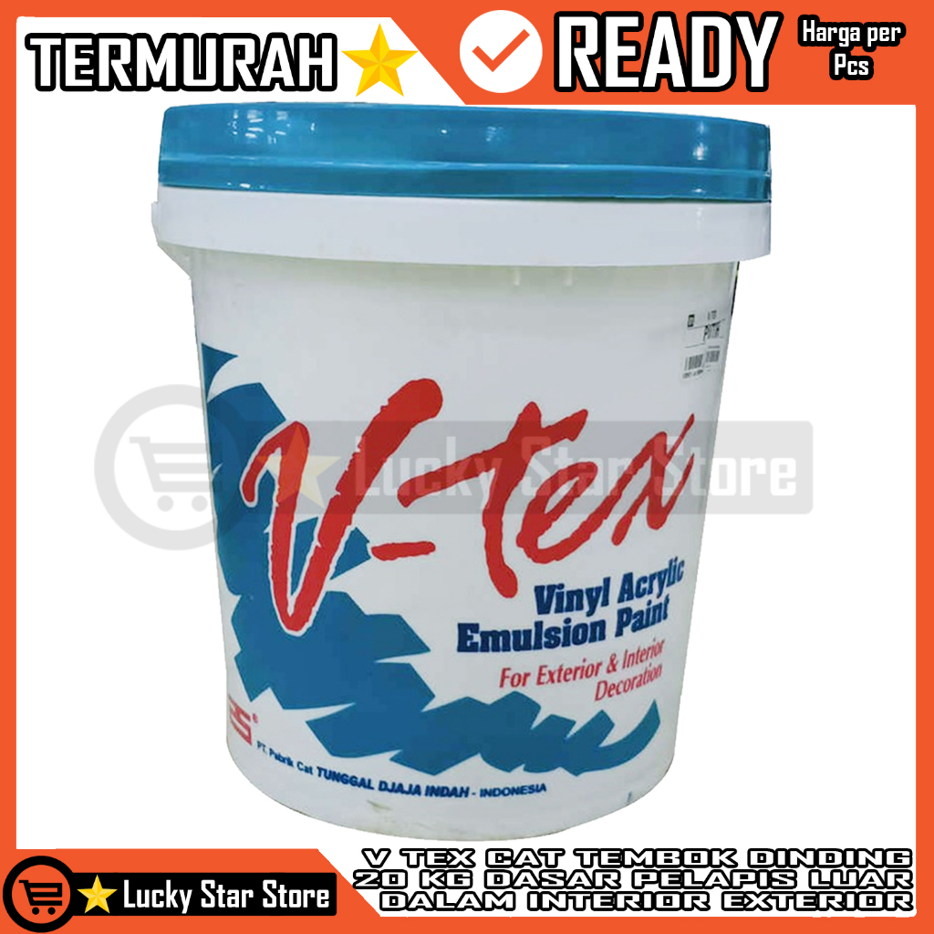 Jual V TEX 20 KG CAT TEMBOK INTERIOR ACRYLIC EMULSION PUTIH DINDING ...