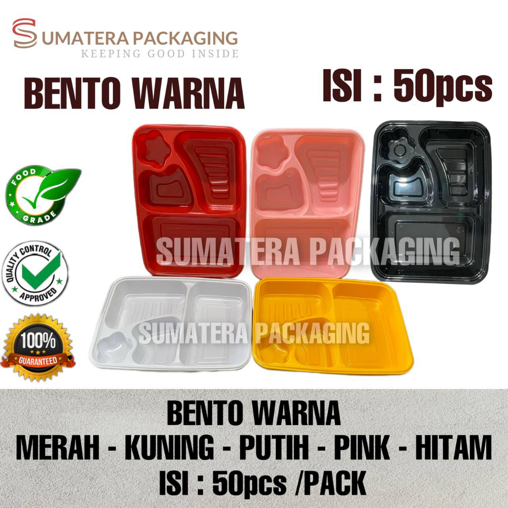 Jual Mika Bento box warna isi 50pcs sekat 4 Bintang kotak makan ...