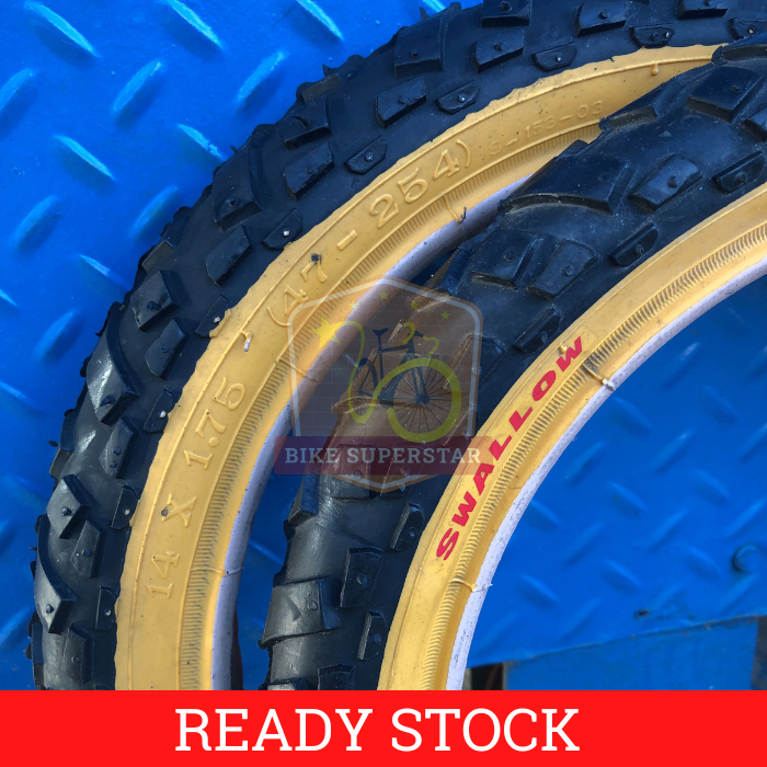 Jual Ban Luar Sepeda 14 x 1.75 SWALLOW Hitam Kuning Lipat Anak | Shopee Indonesia